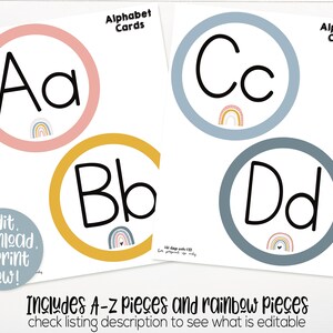 Boho Rainbow Theme Classroom Alphabet Banner Printable, Teacher Supply ...