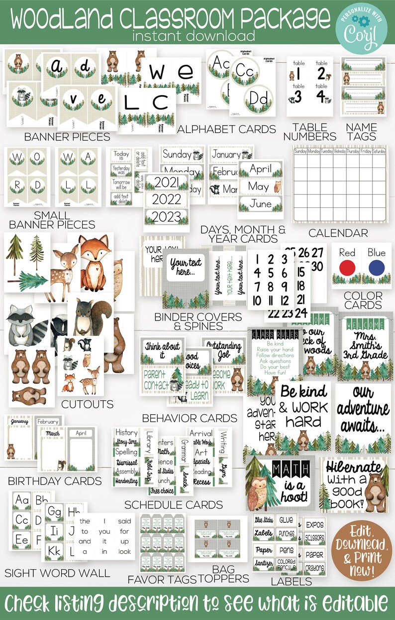 Woodland Classroom Banner Printable Woodland Forest Theme - Etsy