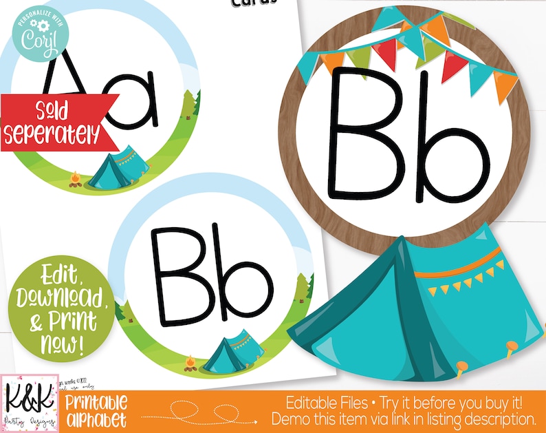 Camping Classroom Desk Name Tag Printable Camping Forest - Etsy