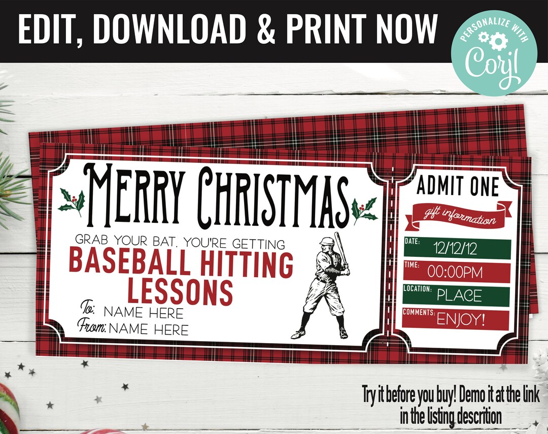 Christmas Baseball Lessons Surprise Gift Voucher, Hitting Lesson ...