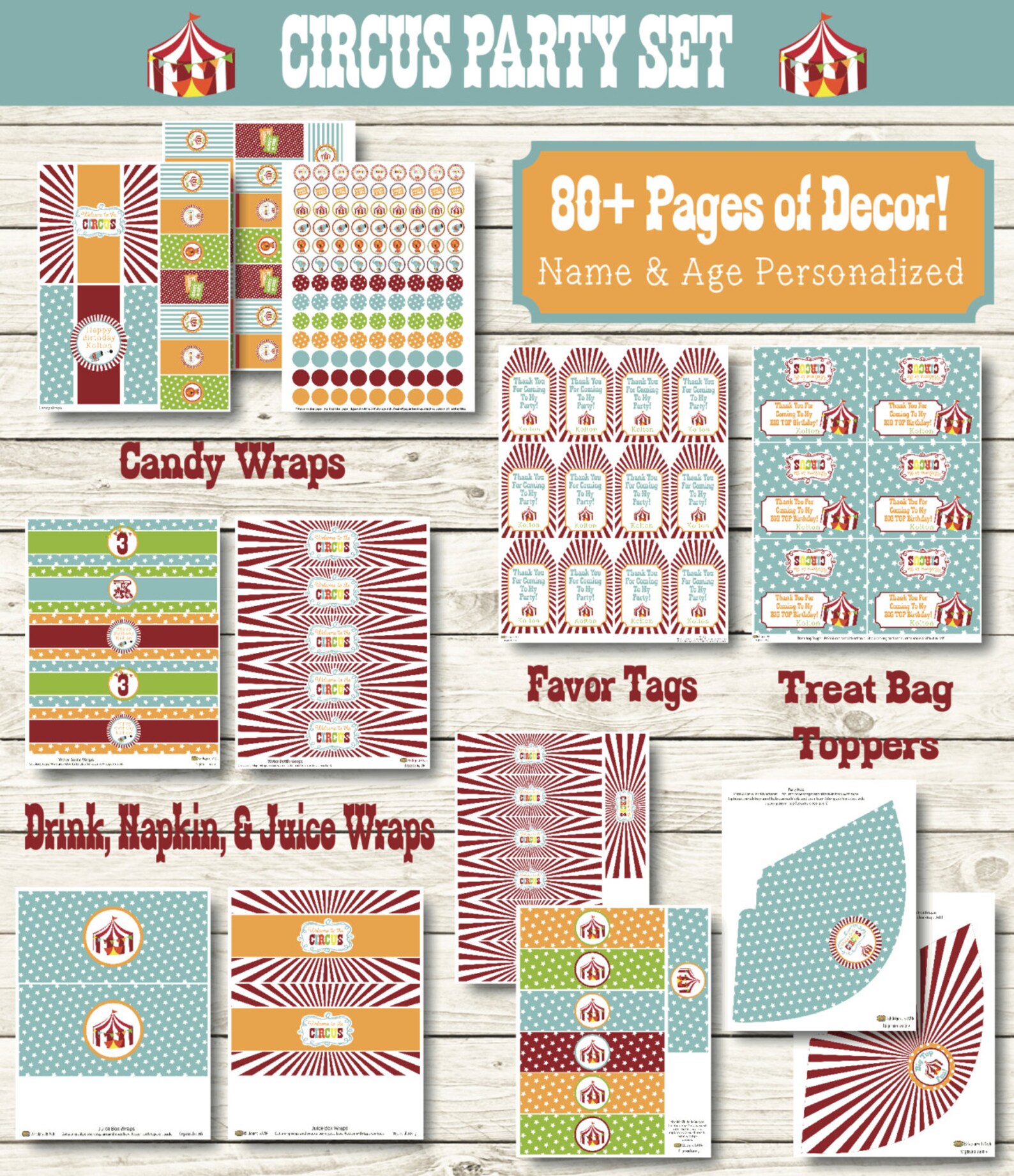 Circus Birthday Party Decorations Printable Carnival Birthday - Etsy