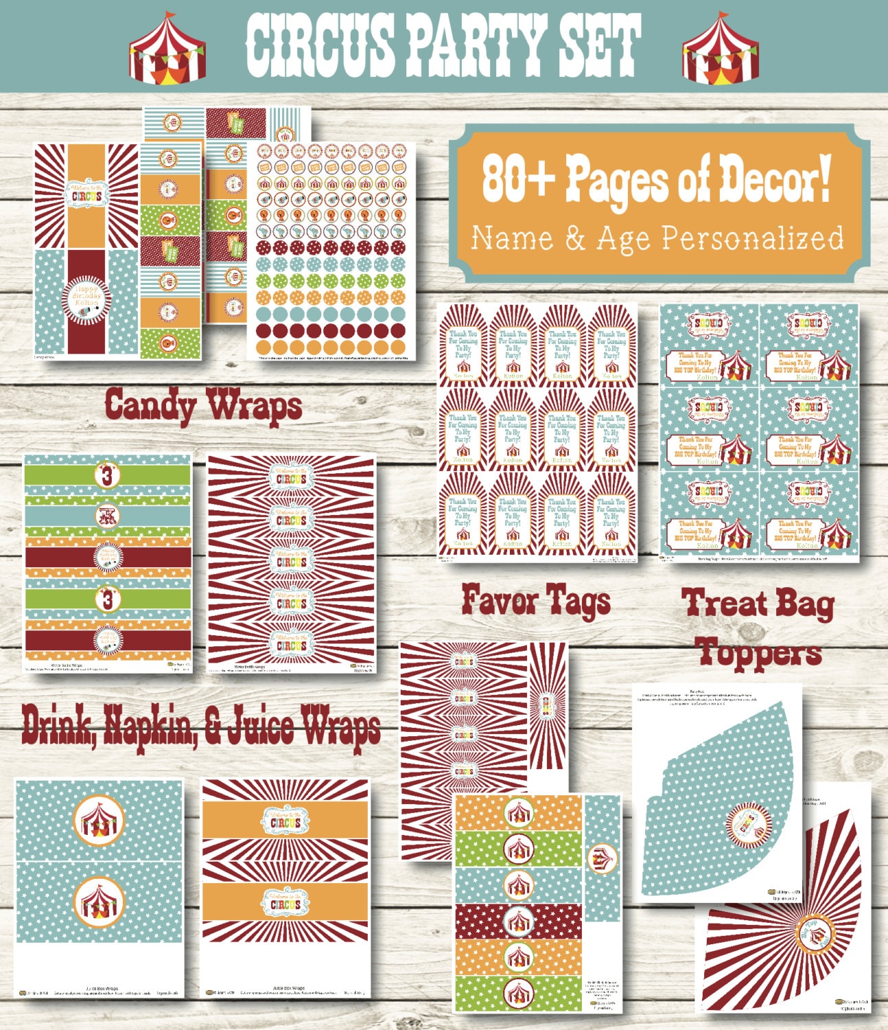 Circus Birthday Party Decorations Printable Carnival Birthday - Etsy