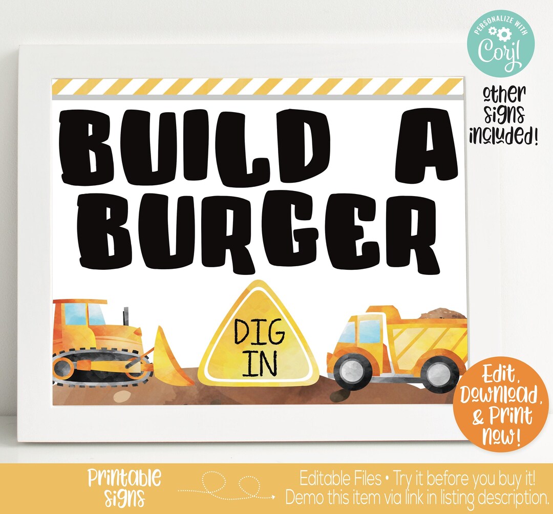 Construction Party Signs Construction Welcome Signs - Etsy