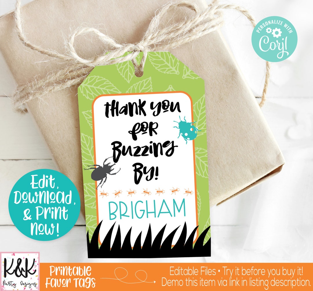 Bug Favor Tags, Insect Favor Tags, Bug Birthday Party Decorations, Bug ...