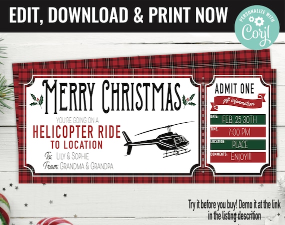 Christmas Surprise Helicopter Ride Gift Voucher, Helicopter Trip ...