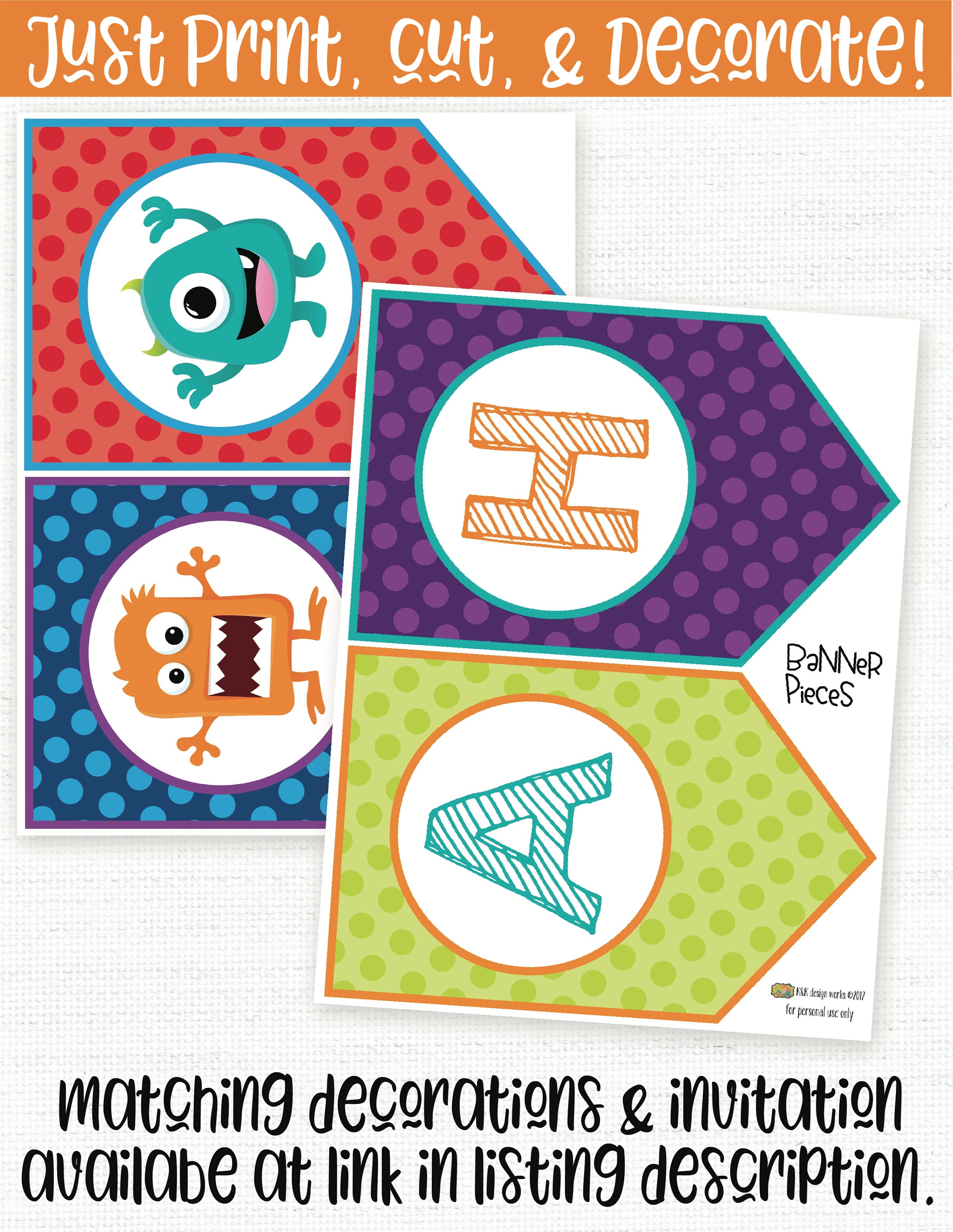 Little Monster Birthday Party Banner Monster Party Banner | Etsy