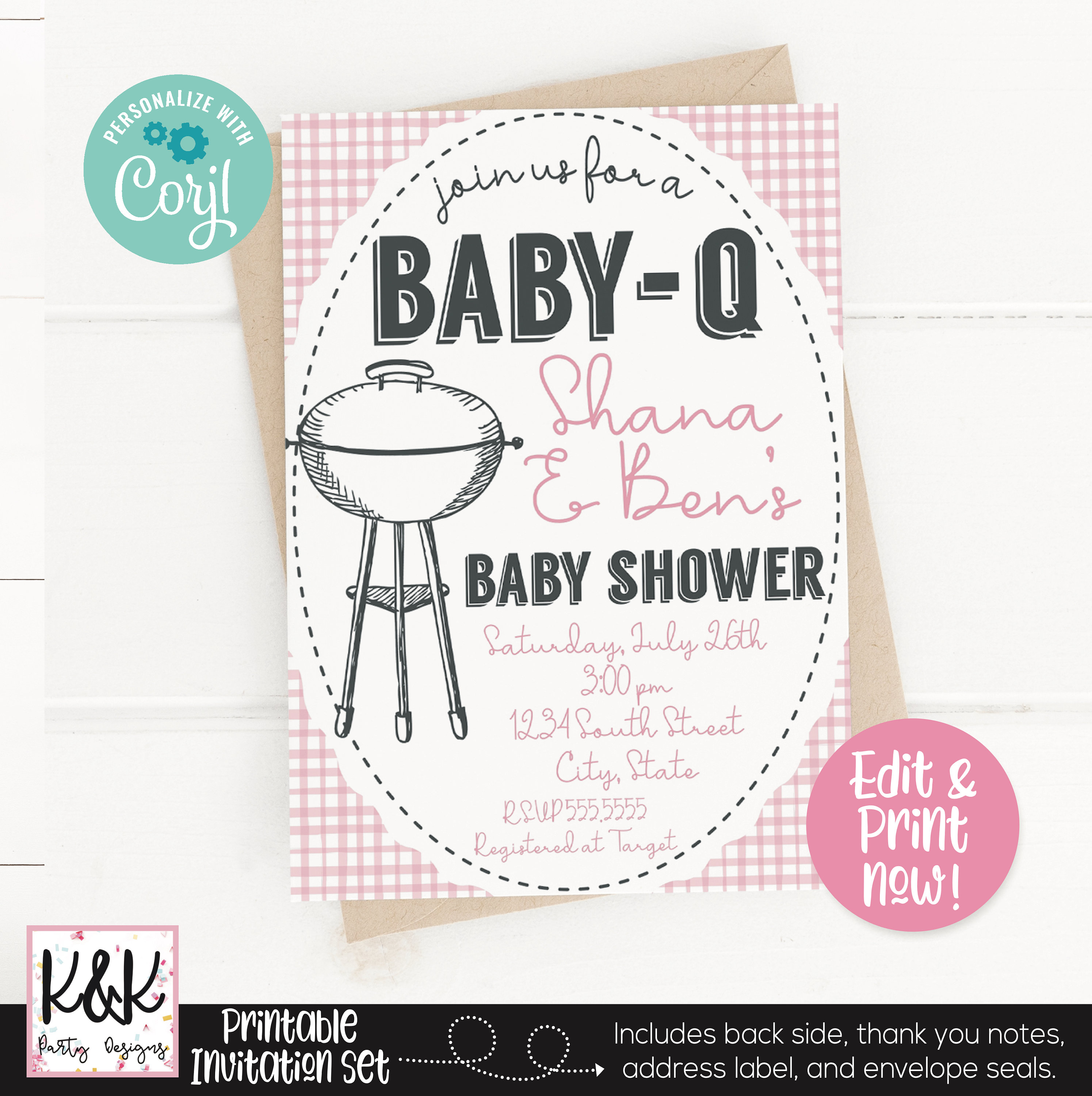 Baby Q Baby Shower Decoration Baby Q Invitation BBQ Baby | Etsy