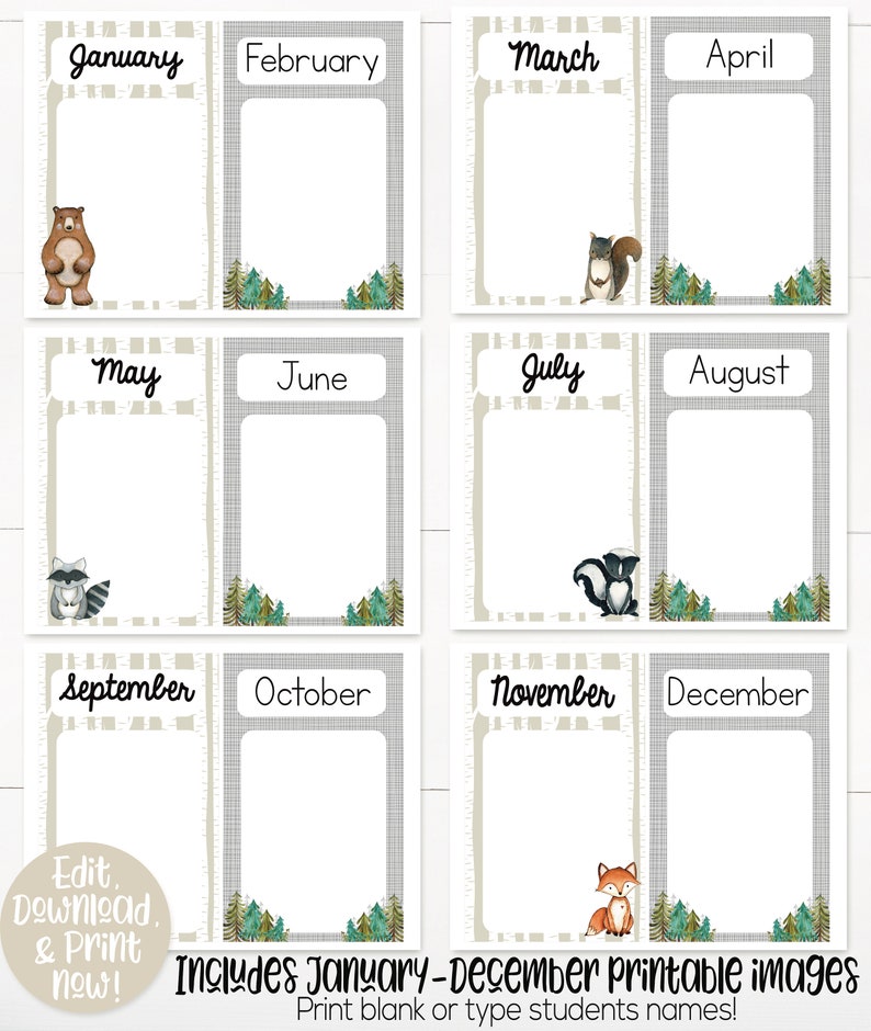 Woodland Classroom Birthday Display Printable Woodland Forest - Etsy