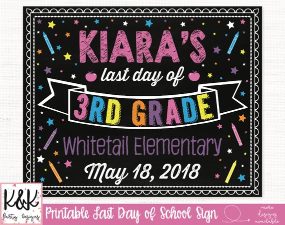 Last Day of School Sign Printable, End of School Chalkboard, Last Day ...