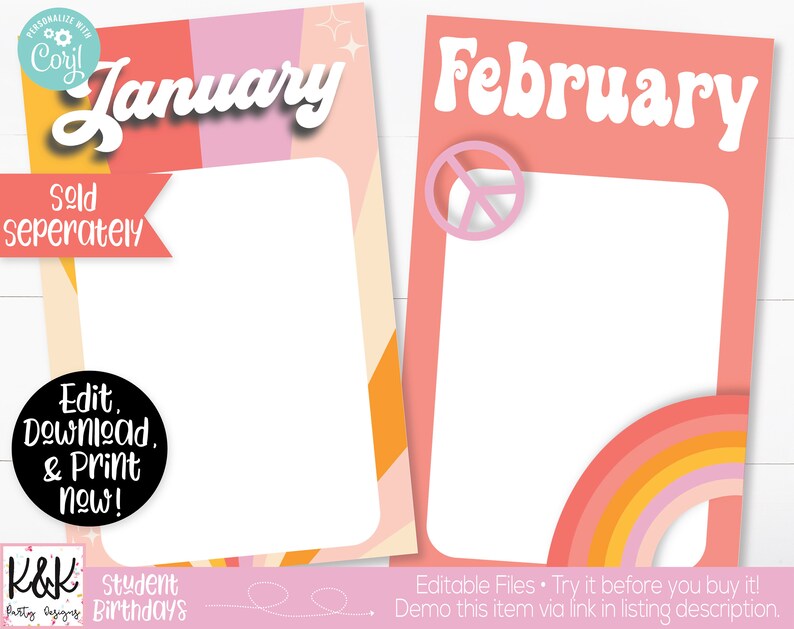 Retro Groovy Theme Classroom Desk Name Tags Printable Teacher - Etsy