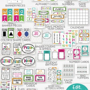 Bright Rainbow Colors Classroom Theme Supplies and Decorations, Teacher ...