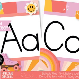 Retro Groovy Theme Classroom Desk Name Tags Printable, Teacher Supply ...