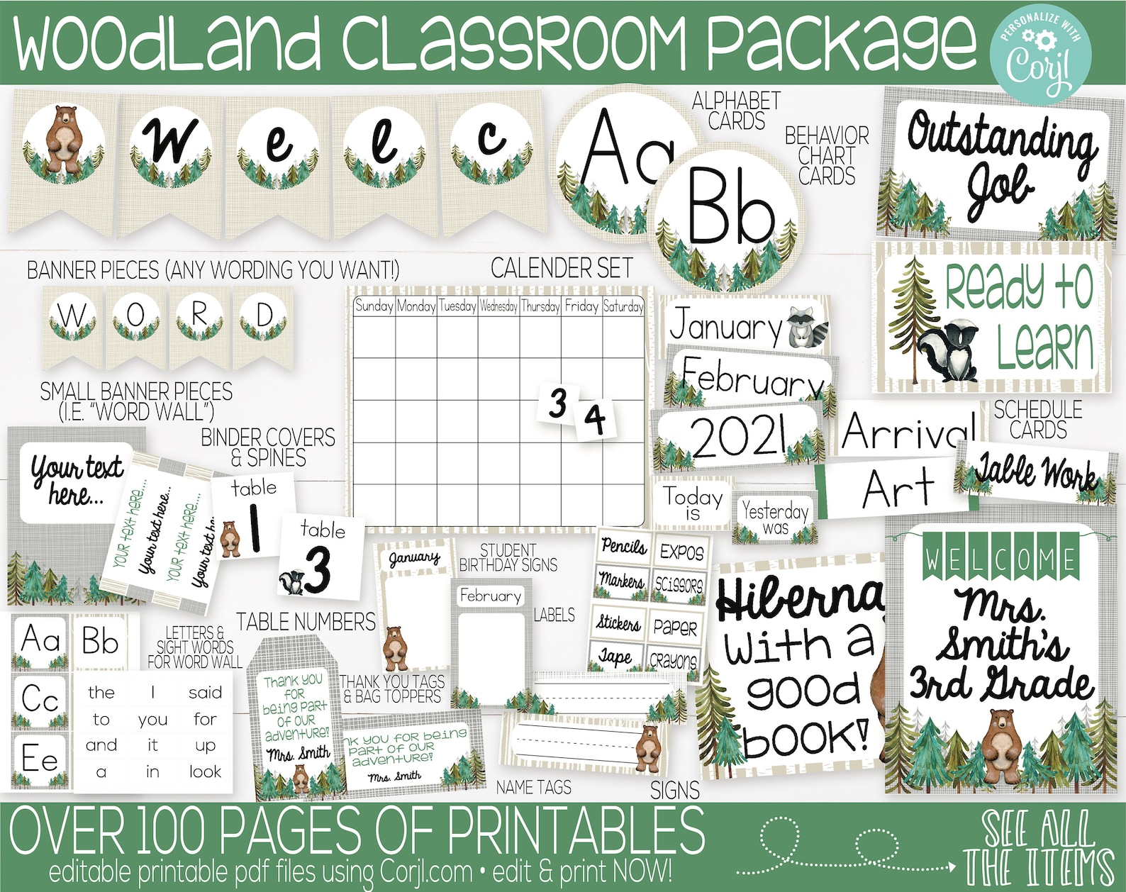 Woodland Forest Theme Classroom Editable Behavior Clip Chart | Etsy