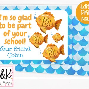 Goldfish Printable Valentine Card, Kids Valentines Day Card, School ...