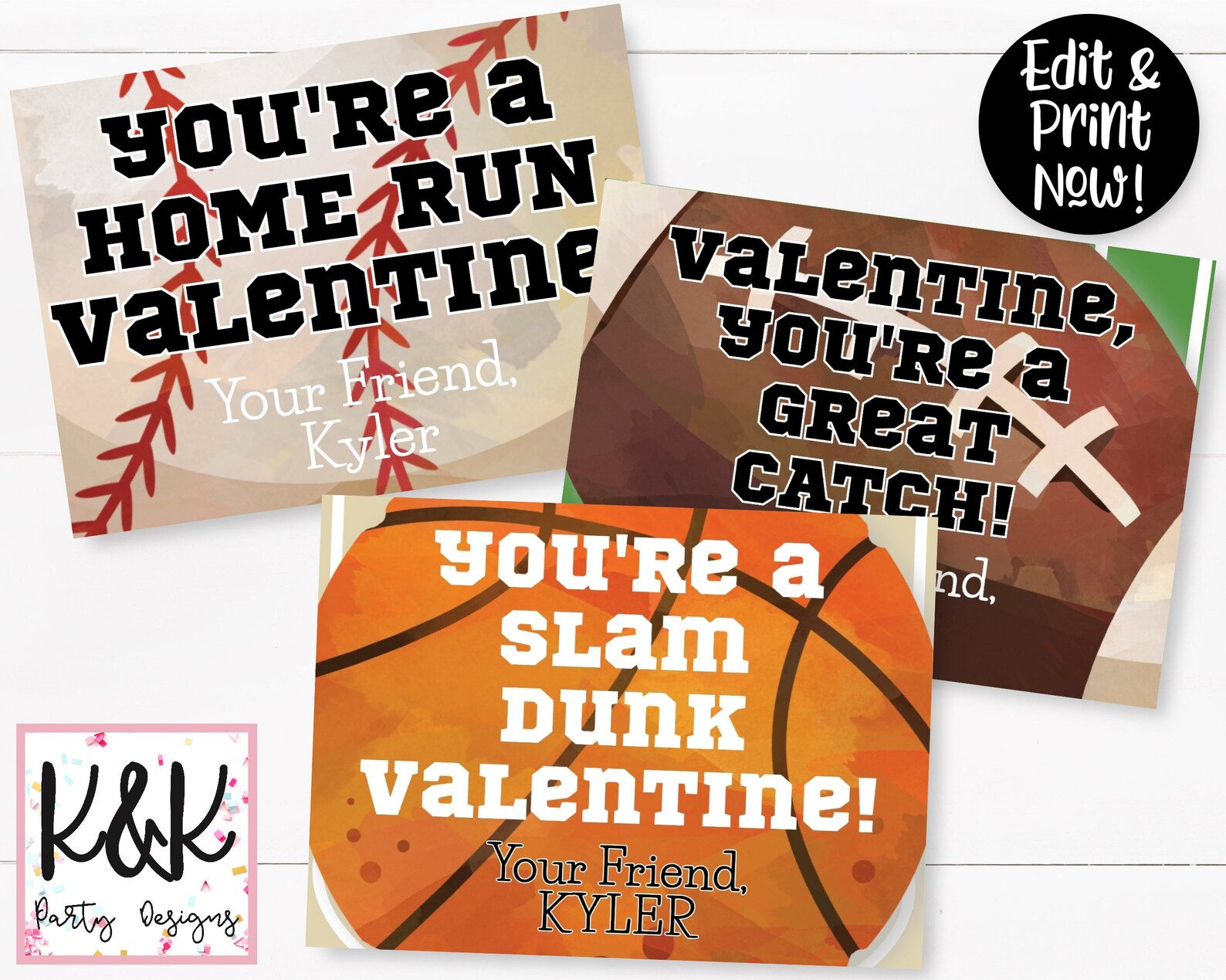 Sports Printable Valentine Card, Kids Valentines Day Card, School ...