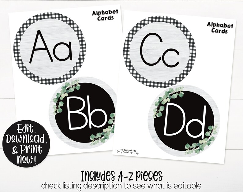 Farmhouse Theme Classroom Alphabet Banner Printable Teacher - Etsy