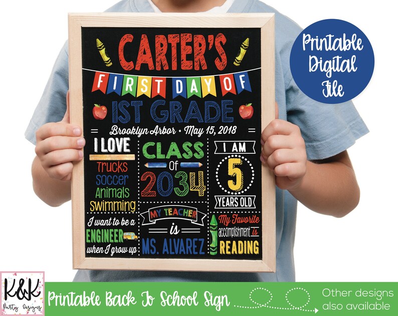 First Day of School Sign Back to School Sign 1st Day of - Etsy