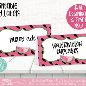 Watermelon Food Labels, One in a Melon, Watermelon Birthday Party ...