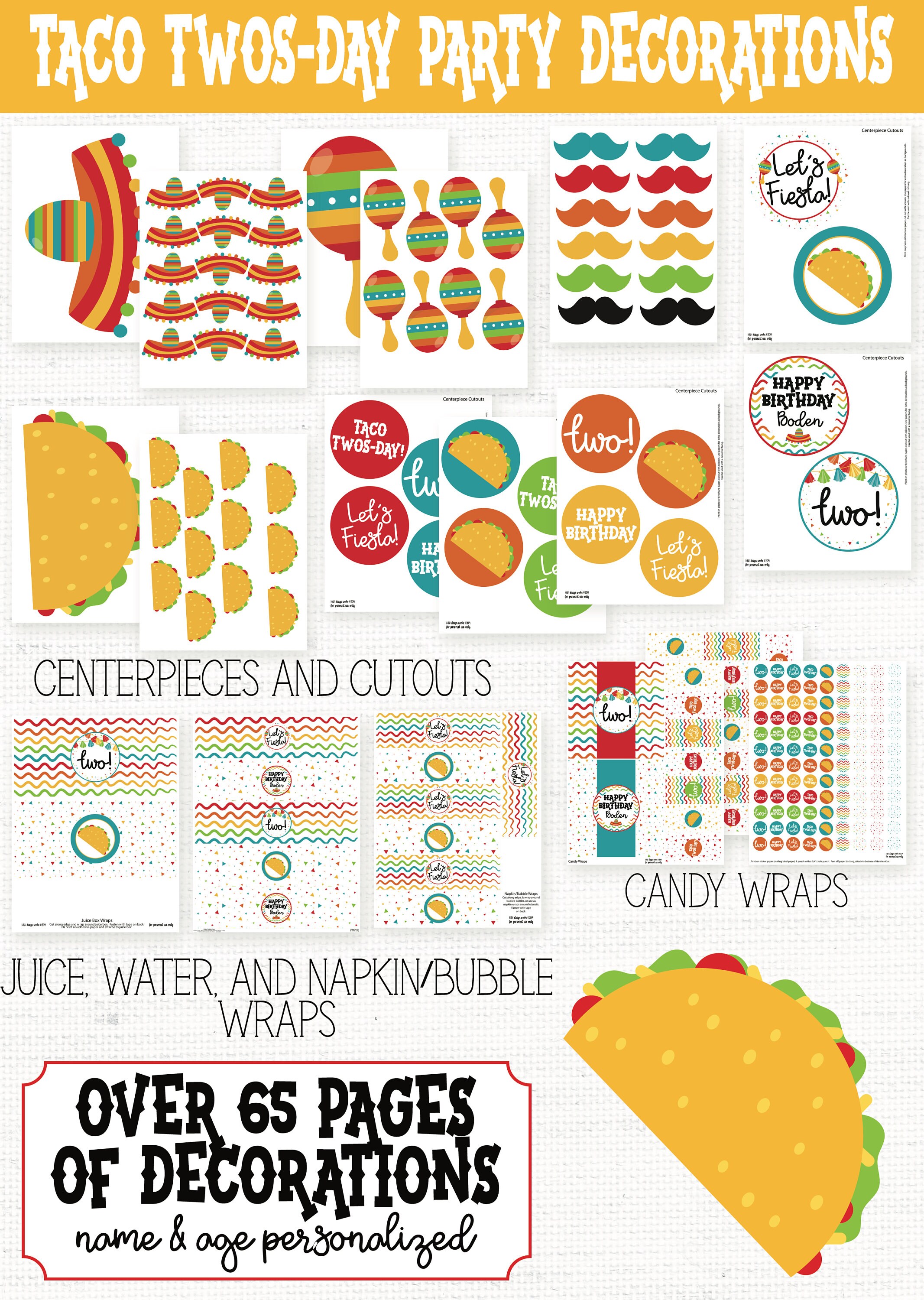 Taco Twosday Birthday Party Invitation Taco Twosday Birthday | Etsy