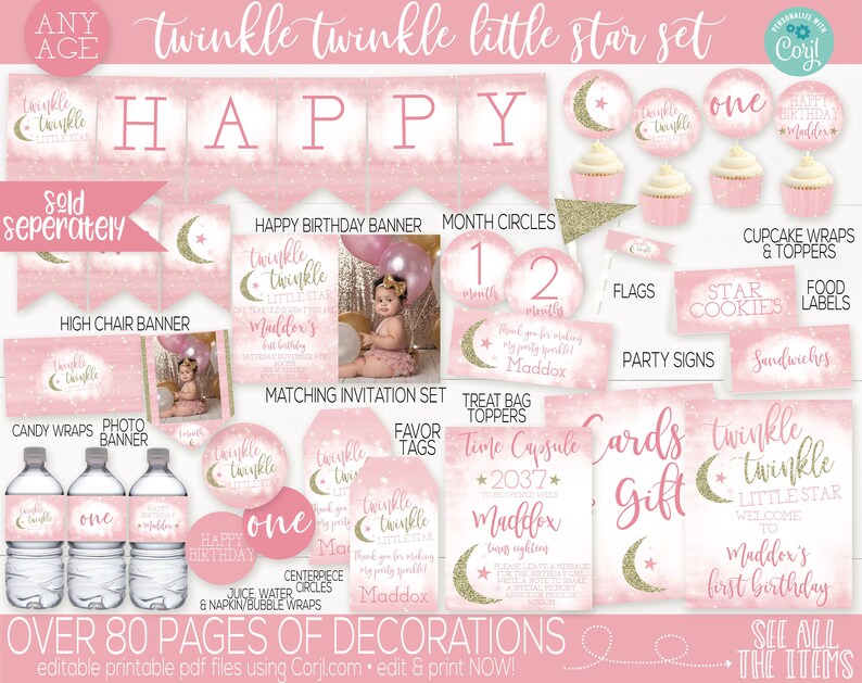 Twinkle Twinkle Little Star Food Labels Twinkle Buffet Cards | Etsy