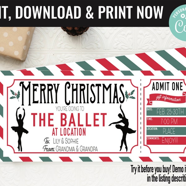 Nutcracker Ballet Ticket Template - Etsy