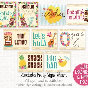 Luau Party Signs, Luau Party Decorations, Luau Welcome Sign, Tiki Party ...