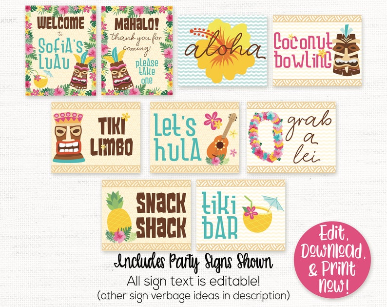 Luau Party Signs Luau Party Decorations Luau Welcome Sign | Etsy