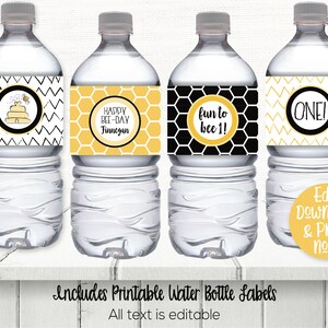 Bee Water Bottle Labels, Bee Drink Labels, Bee Birthday Party ...
