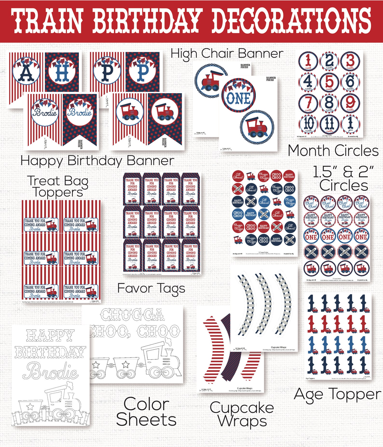 Train Birthday Party Printable Decorations Train Party Train | Etsy