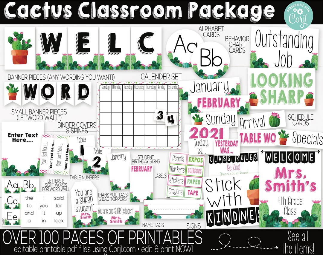 Cactus Classroom Theme Supplies and Decorations, Teacher Supply ...