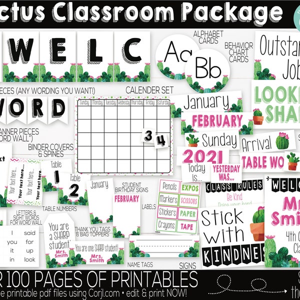 Cactus Classroom Sign - Etsy