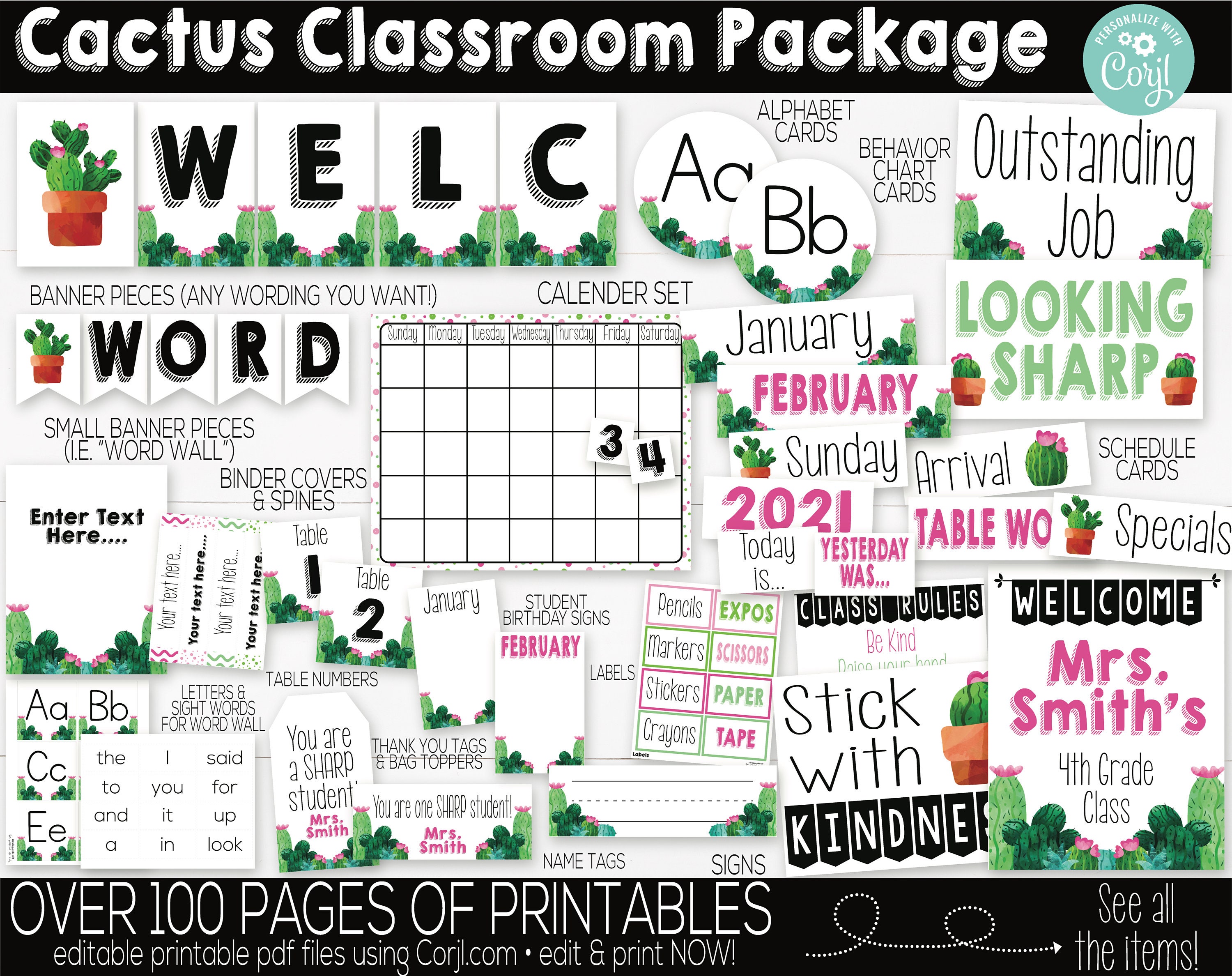 Cactus Classroom Theme Supplies and Decorations, Teacher Supply ...
