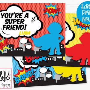 Superhero Printable Valentine Card, Superhero Valentines, Kids ...