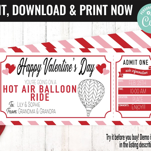 Hot Air Balloon Certificate - Etsy