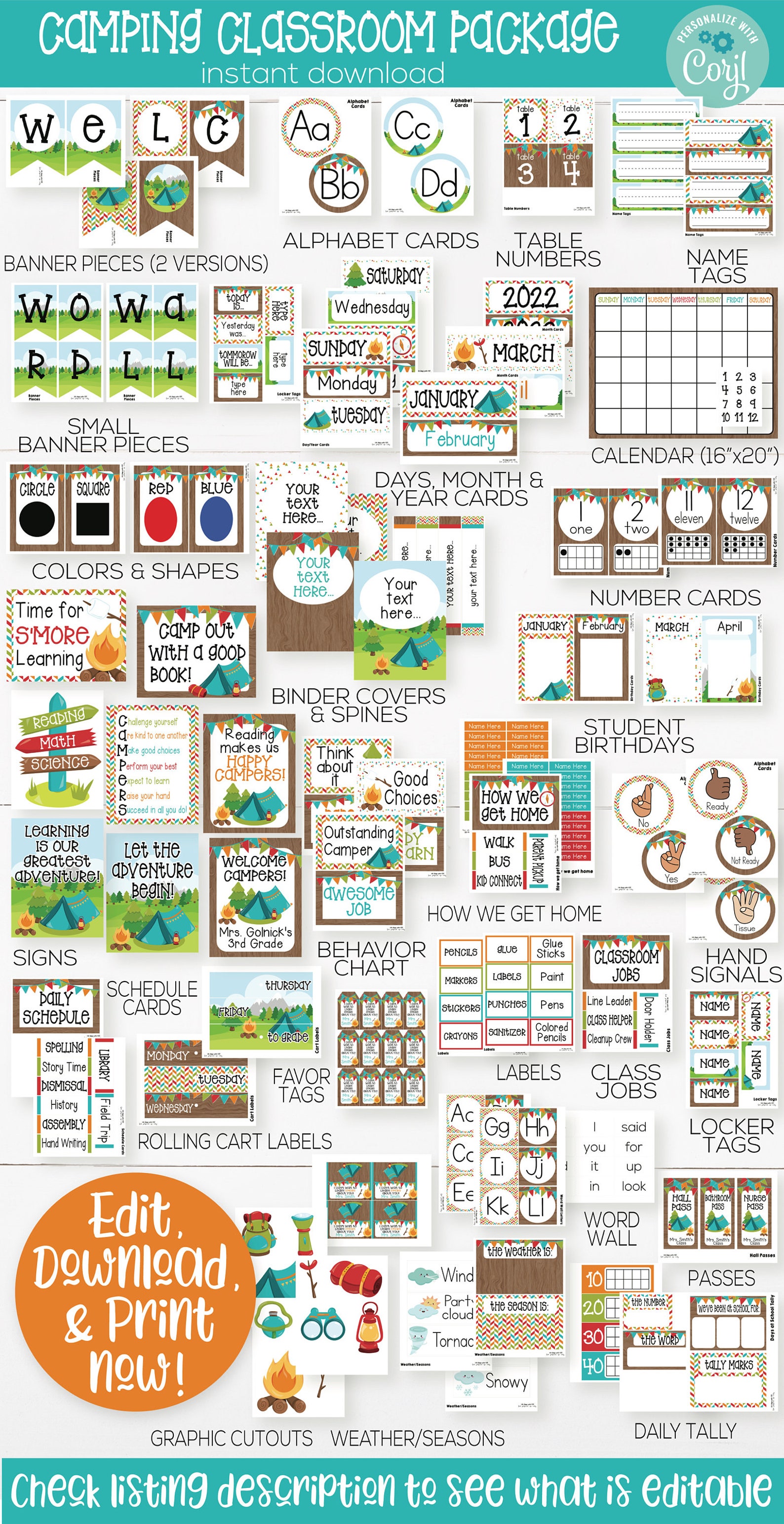 Camping Forest Classroom Theme Supplies and Decorations - Etsy