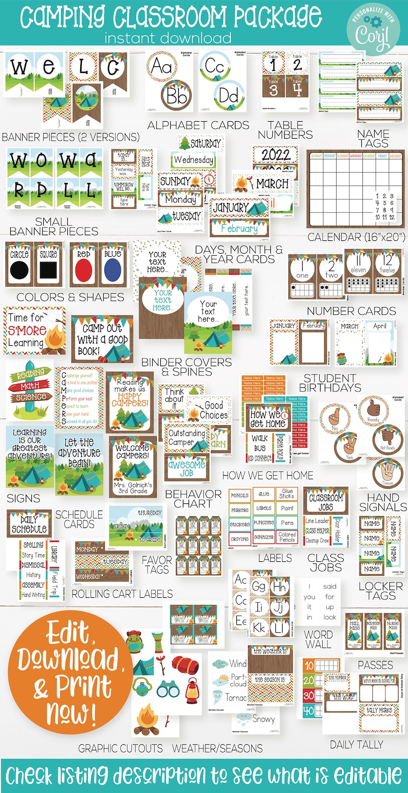 Camping Forest Classroom Theme Supplies and Decorations - Etsy