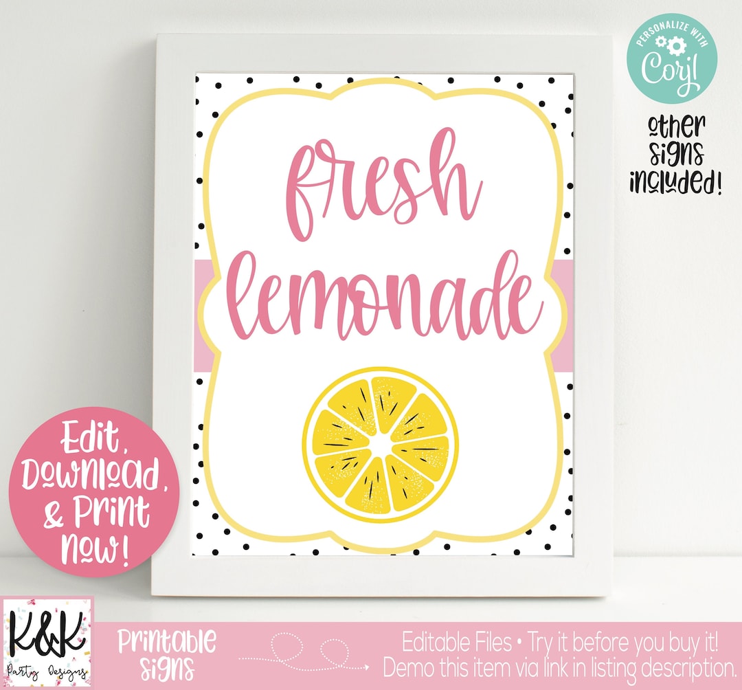 Pink Lemonade Birthday Party Decorations, Pink Lemonade Party Sign ...
