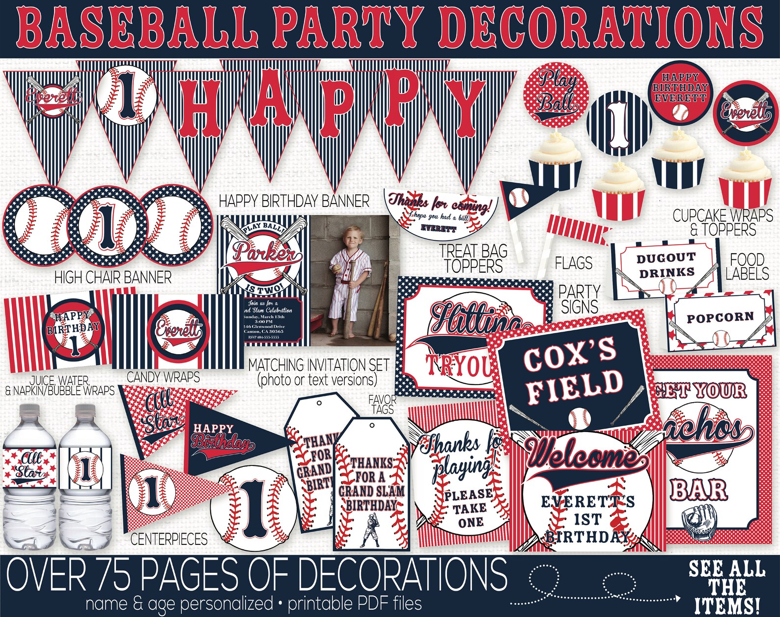 Baseball Birthday Party Signs, Baseball Party Welcome Signs, Baseball ...