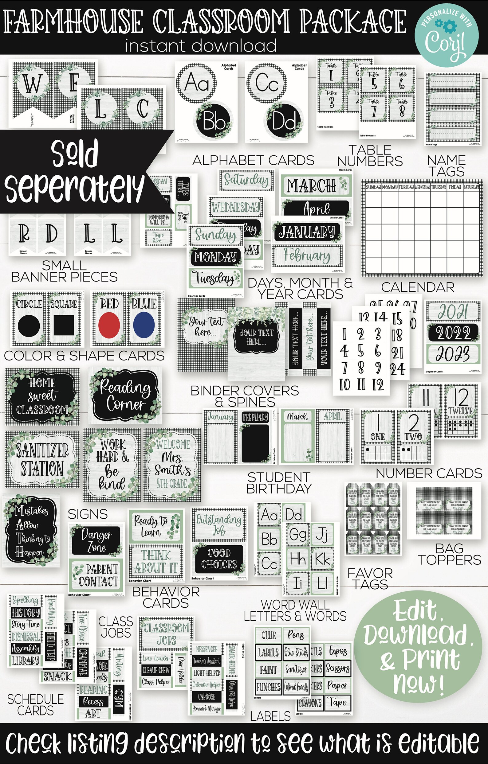 Farmhouse Theme Classroom Banner Printable Teacher Supply - Etsy