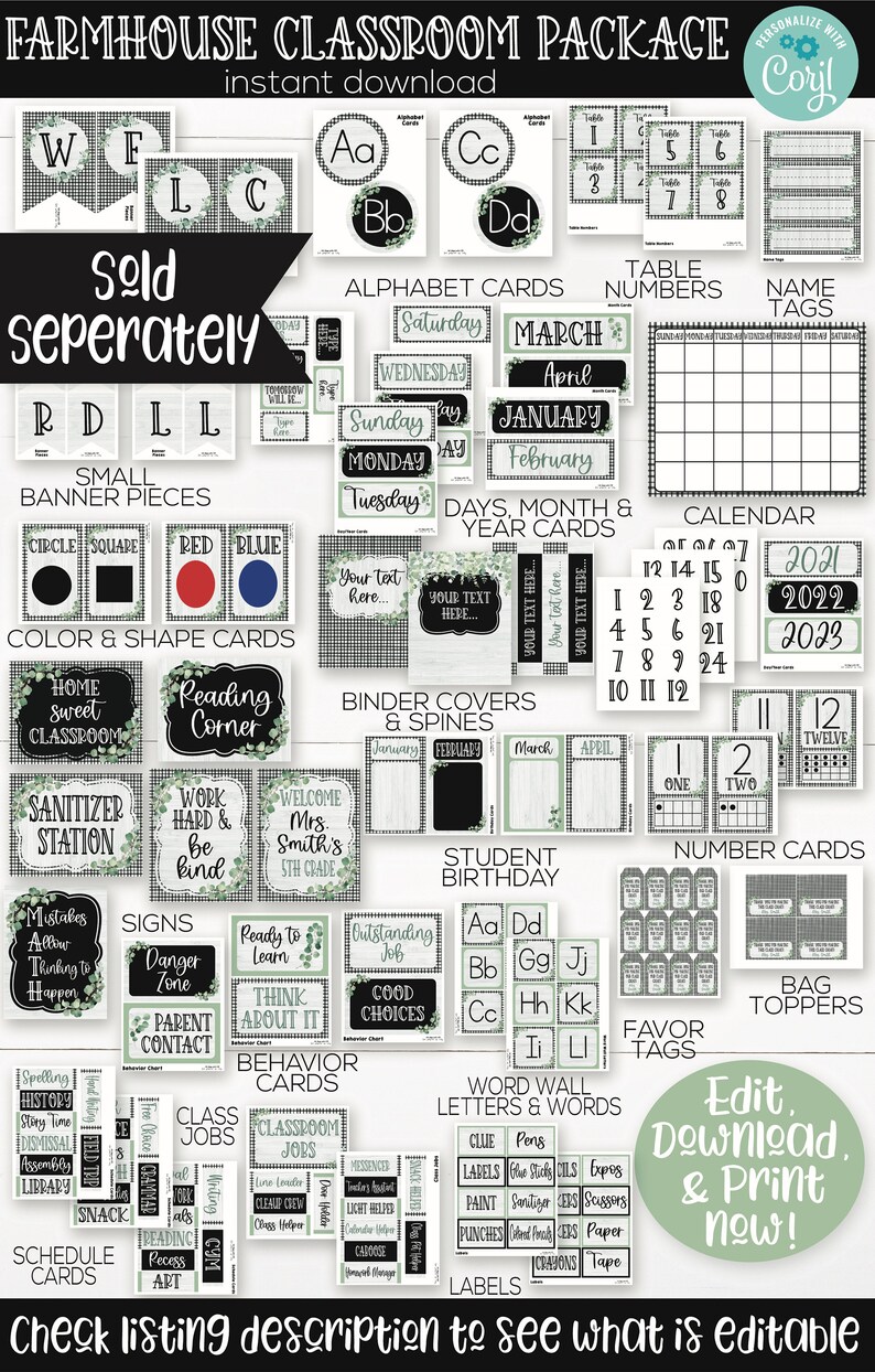 Farmhouse Theme Classroom Banner Printable Teacher Supply - Etsy