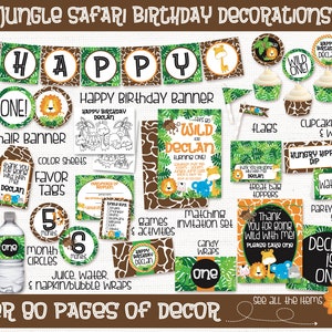 Safari Chalkboard Poster Printable, Jungle First Birthday Chalkboard ...