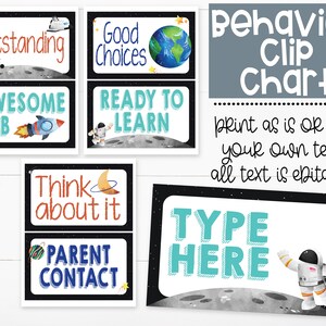 Outer Space Theme Classroom Editable Behavior Clip Chart Printable ...