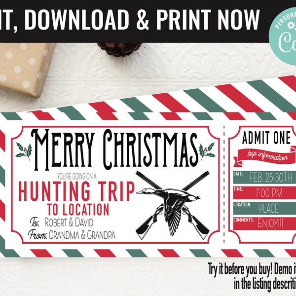 Editable Hunting Ticket Template - Etsy
