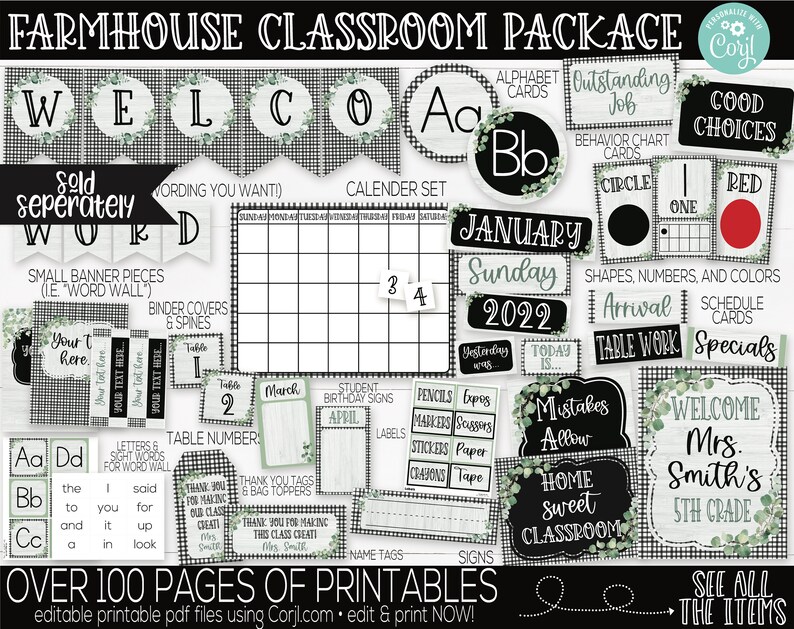 Farmhouse Theme Classroom Banner Printable Teacher Supply - Etsy