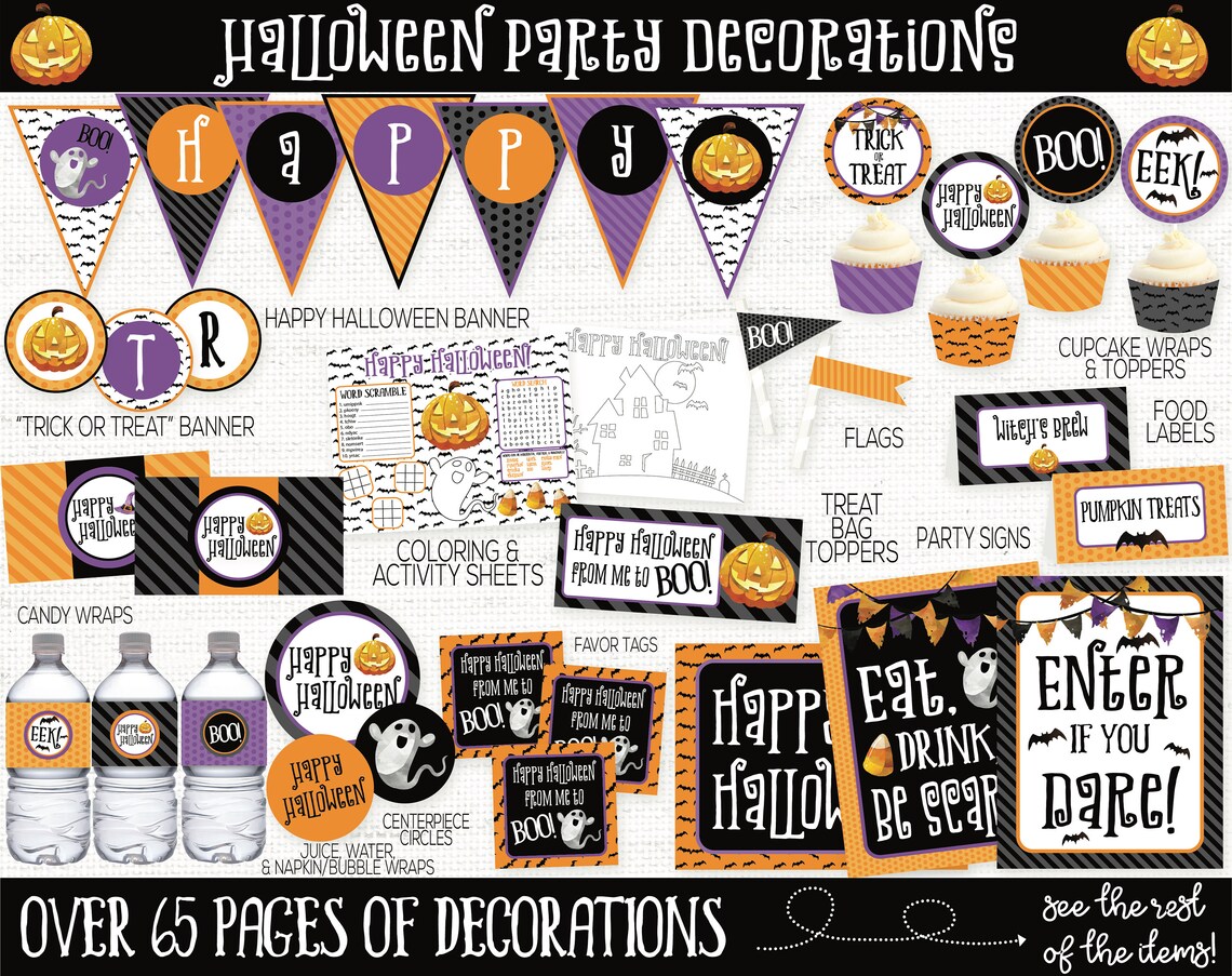 Halloween Food Labels, Halloween Buffet Cards, Halloween Place Cards ...