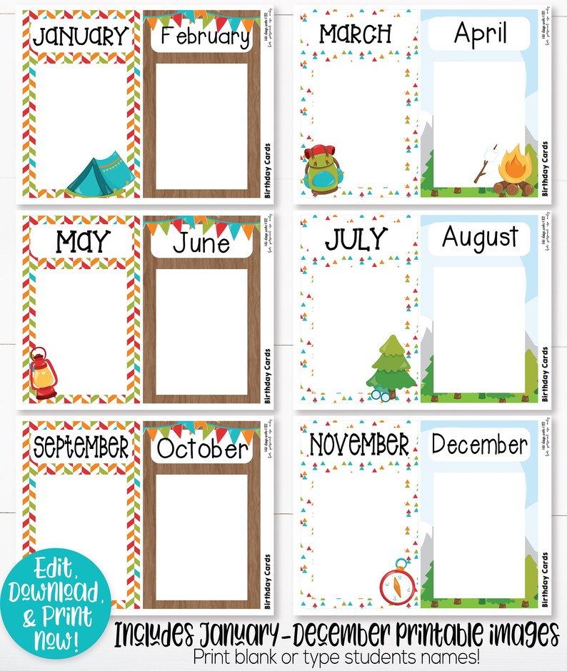 Camping Classroom Birthday Display Printable Camping Forest - Etsy
