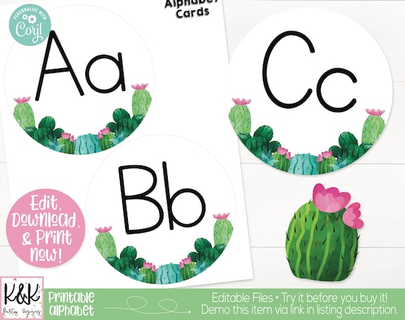 Cactus Theme Classroom Alphabet Banner Printable Teacher - Etsy