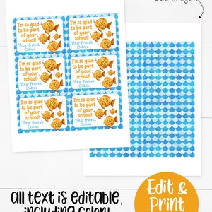 Goldfish Printable Valentine Card, Kids Valentines Day Card, School ...