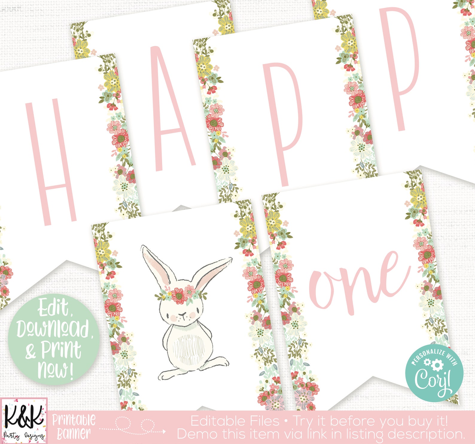 Bunny Birthday Banner Bunny Birthday Party Decor Some Bunny - Etsy