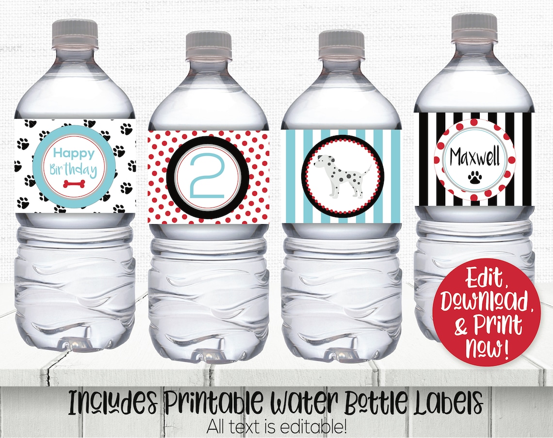 Puppy Dog Water Bottle Labels Puppy Dog Drink Labels Puppy | Etsy
